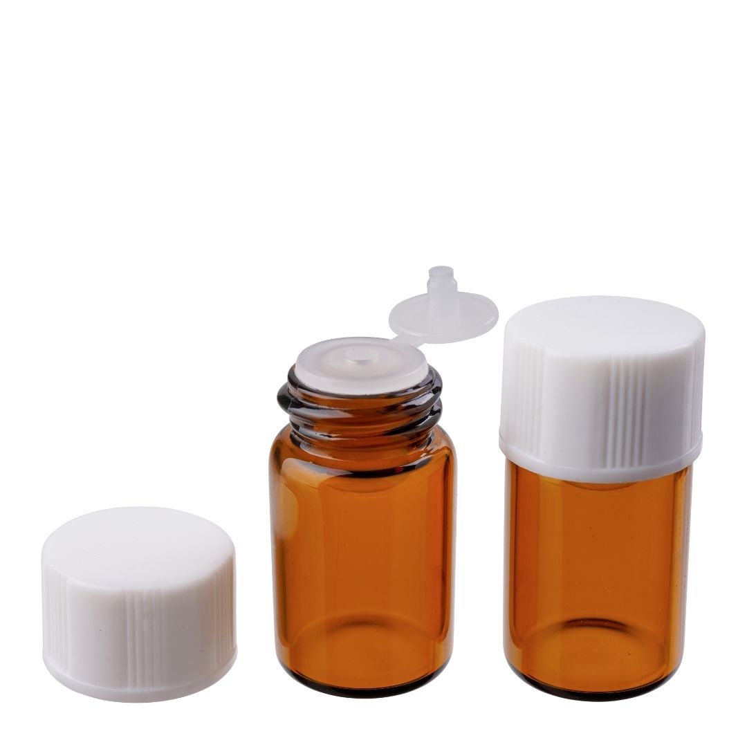 2ml Amber Vials (with Plug Orifice and White Lid) – Natural Good Life