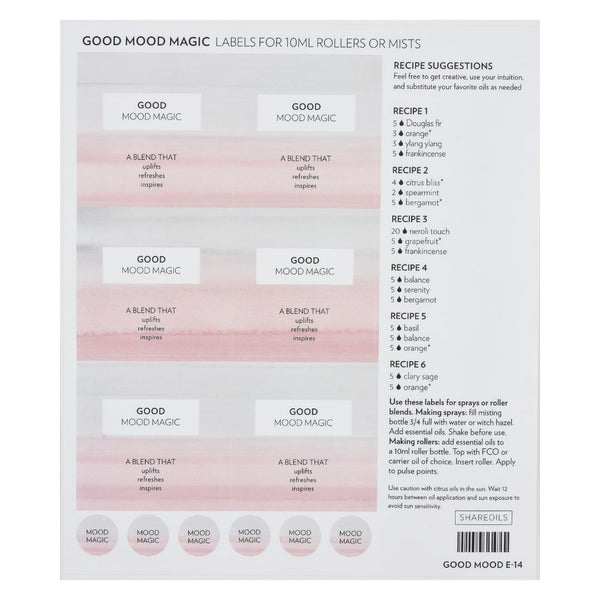 Good Mood Magic Label and Recipe Sheet – Natural Good Life